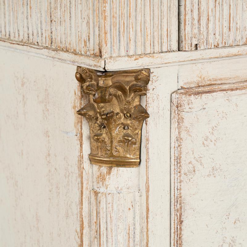 Large Antique White Painted Oak Chest of 5 Drawers